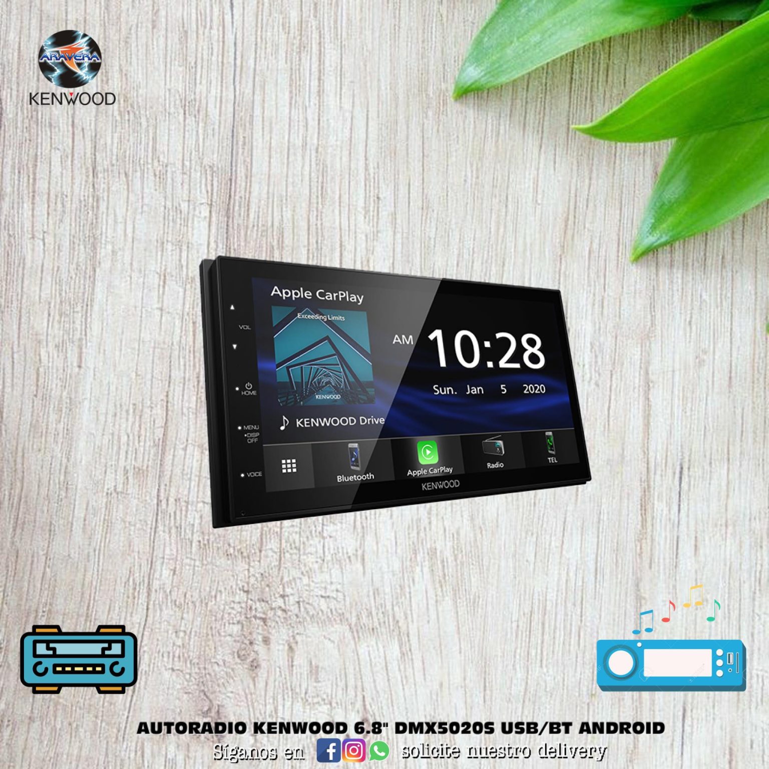 AUTORADIO KENWOOD 6DOT8PULG DMX5020S USB-BT-ANDROID – Aravera