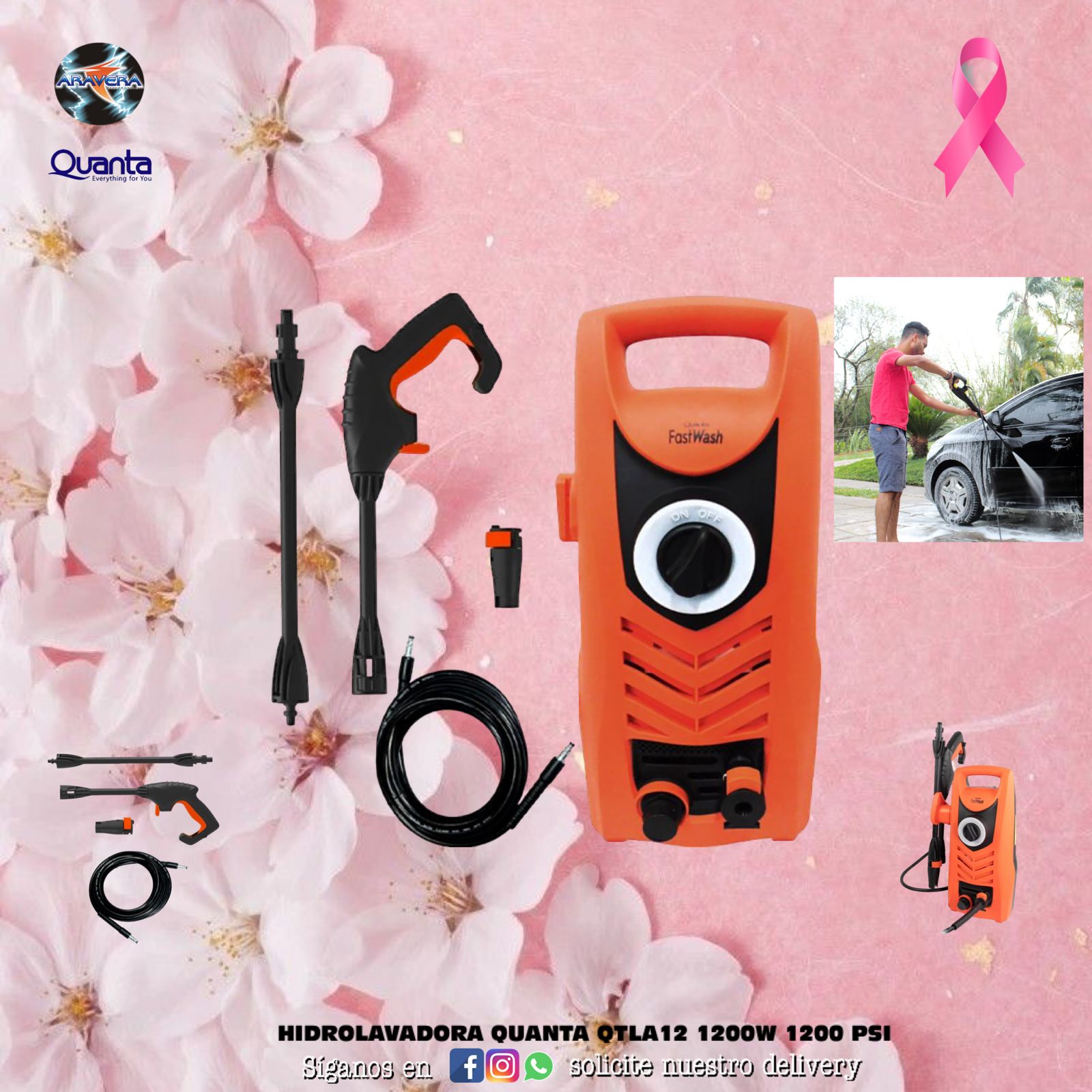 HIDROLAVADORA QUANTA QTLA12 1200W 1200PSI Aravera
