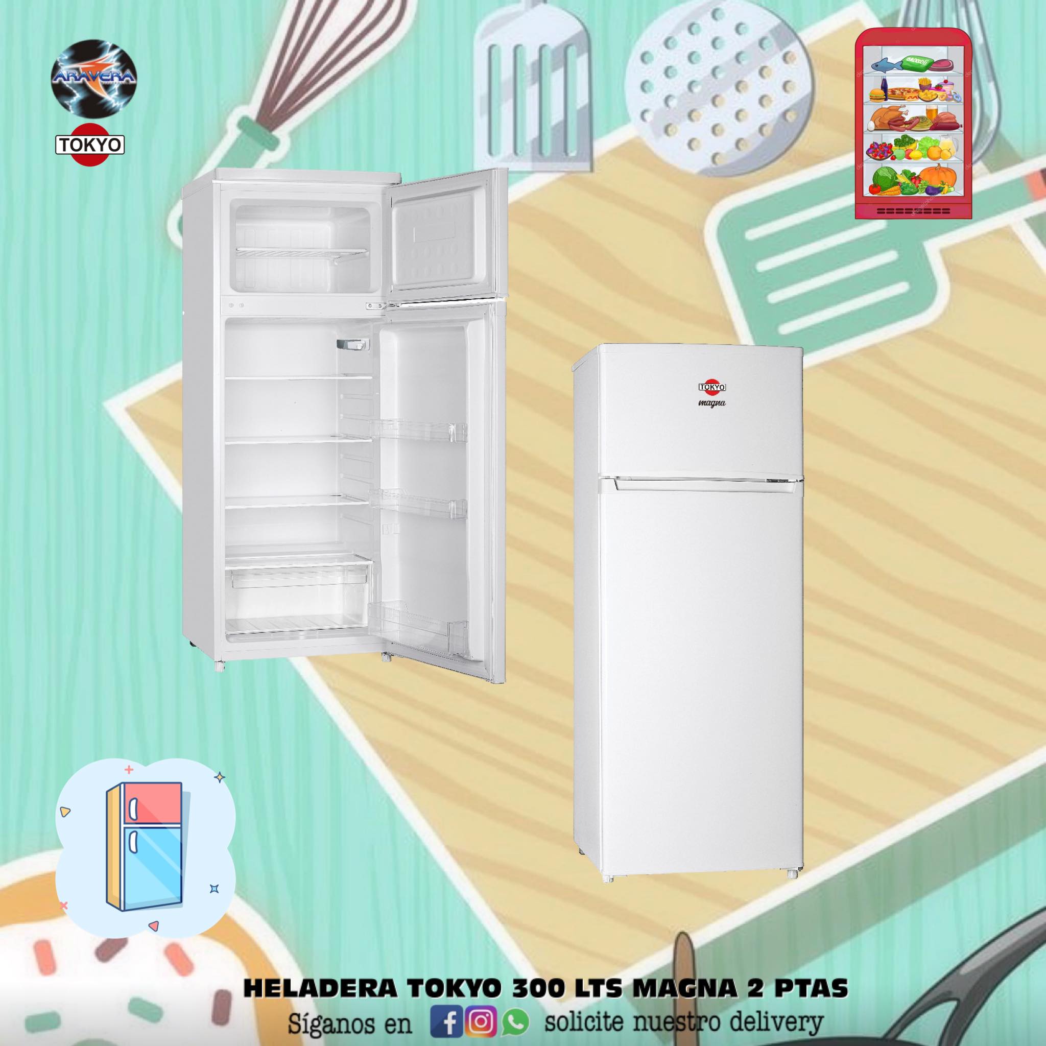 HELADERA TOKYO 300 LTS MAGNA FRIO/HUMEDO 2 PTAS – Aravera