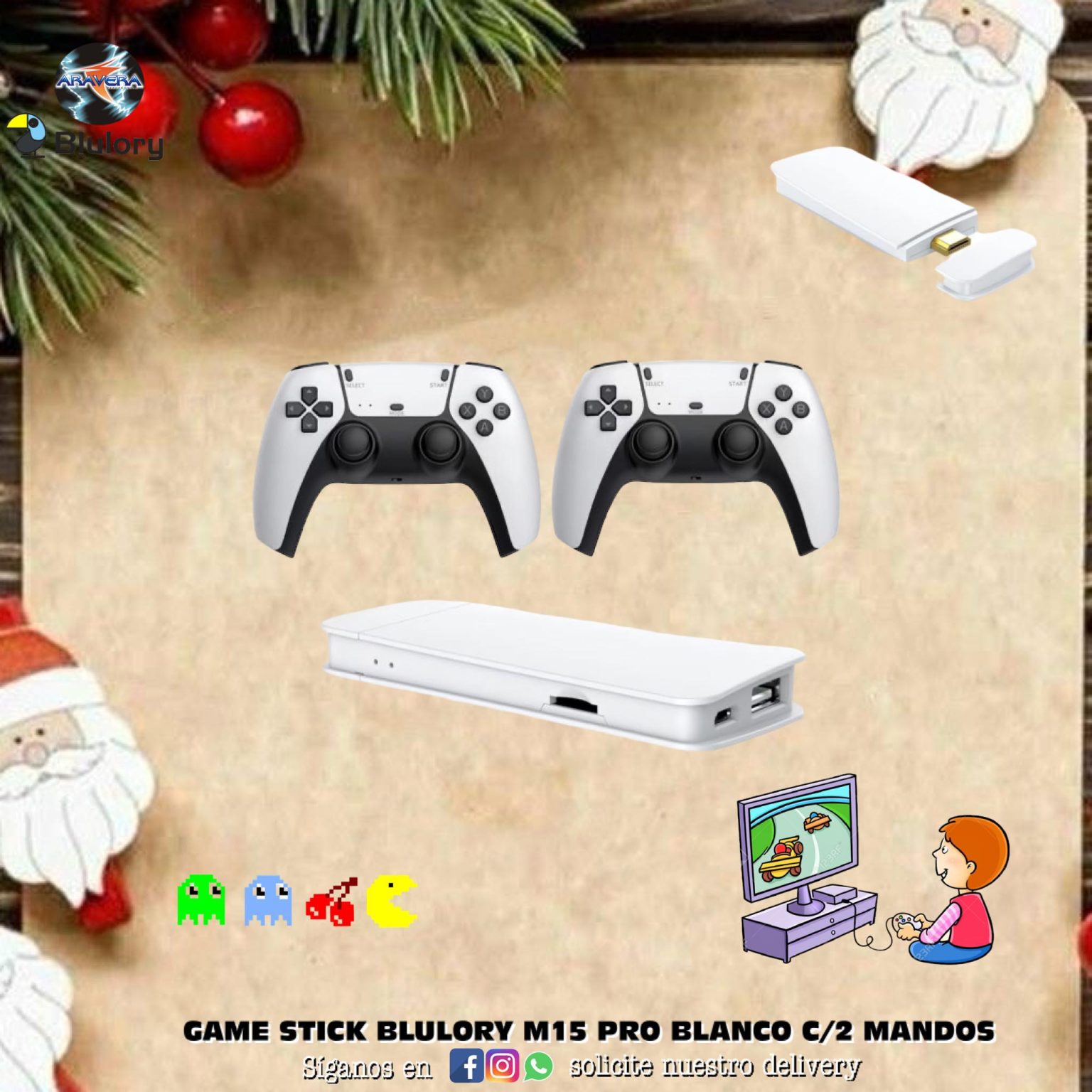 GAME STICK BLULORY M15 PRO BLANCO C/ MANDOS. – Aravera