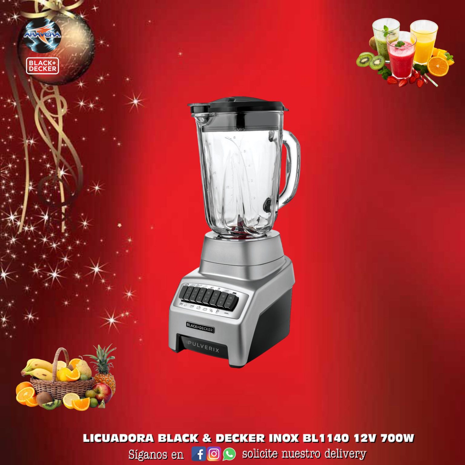 Licuadora BLACK & DECKER INOX BL1140 12V 700W – Aravera