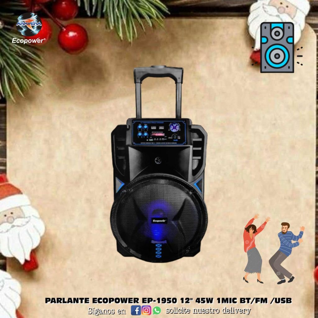 PARLANTE ECOPOWER EP-1950 12″ 45W 1 MIC BT/FM/USB – Aravera