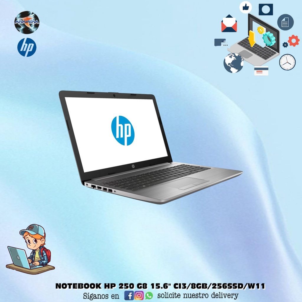 NOTEBOOK HP 250 GB 15.6″ CI3/8GB/256SSD/W11 – Aravera